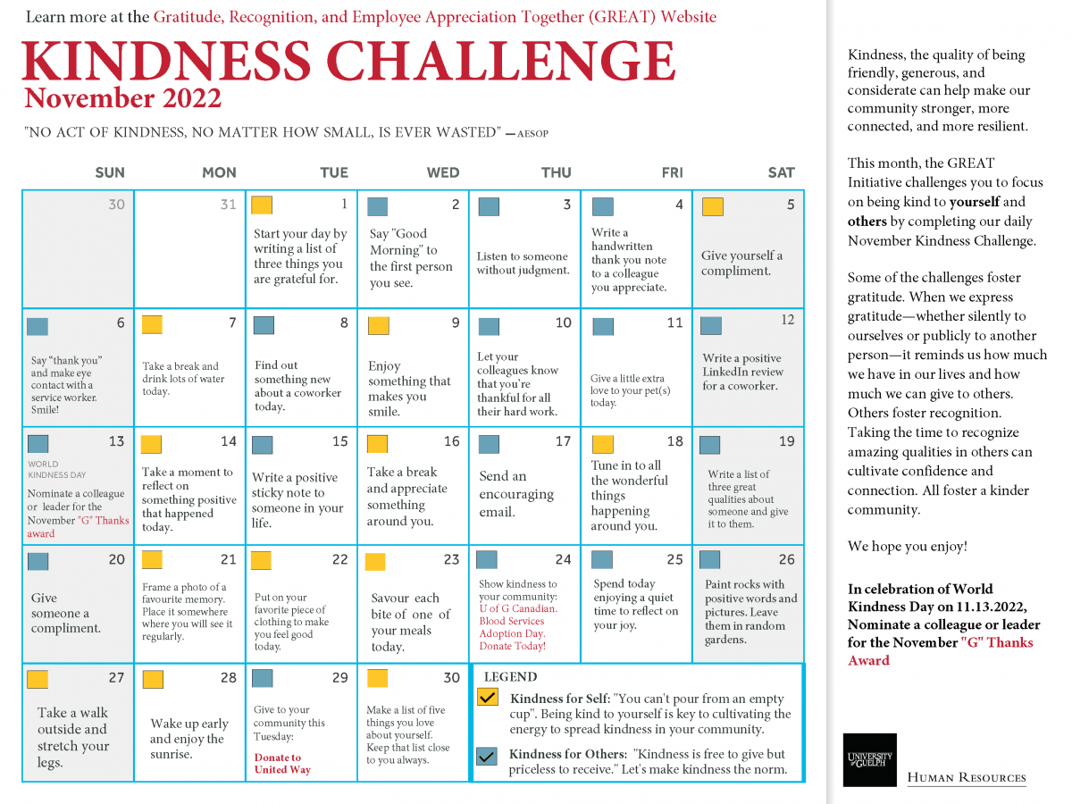 Join the 30-Day November Kindness Challenge! | Wellness@Work
